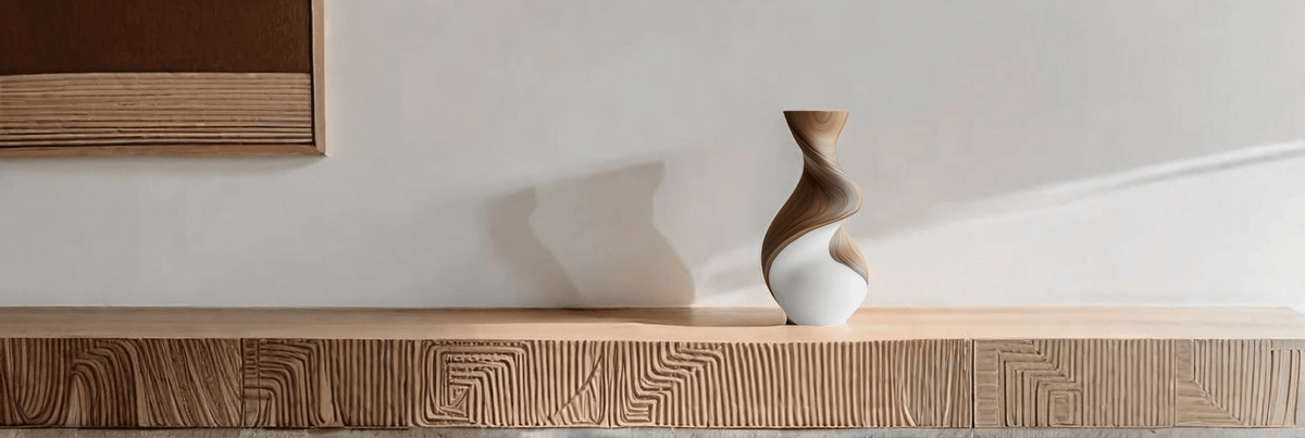 Handcrafted Wooden Decorative Vase Wood Vase Sculpture Art Ornaments
