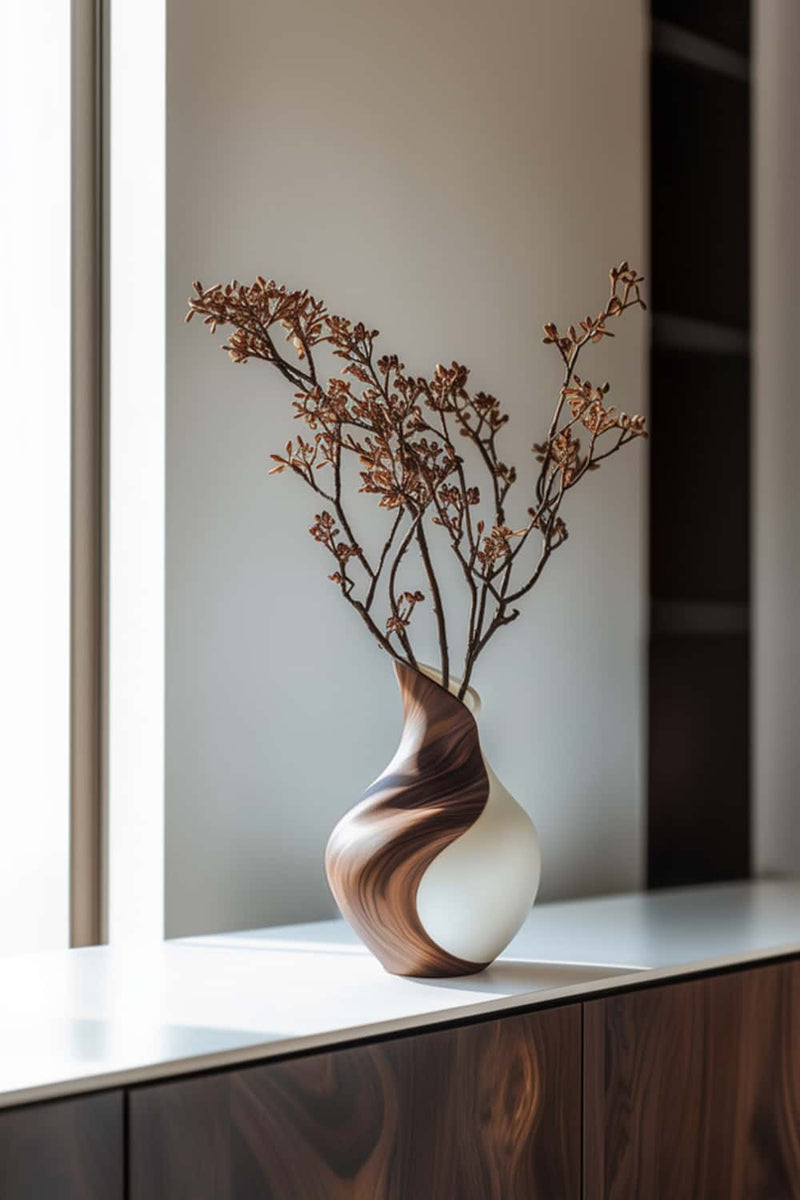 Wood Sculpture Solid Wood Vase Ornaments Hand Carving Art Ornament ...