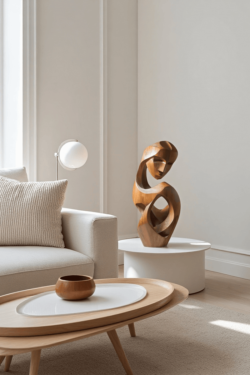Abstract Wooden Human Sculpture Handcrafted Modern Art Decor Minimalist ...