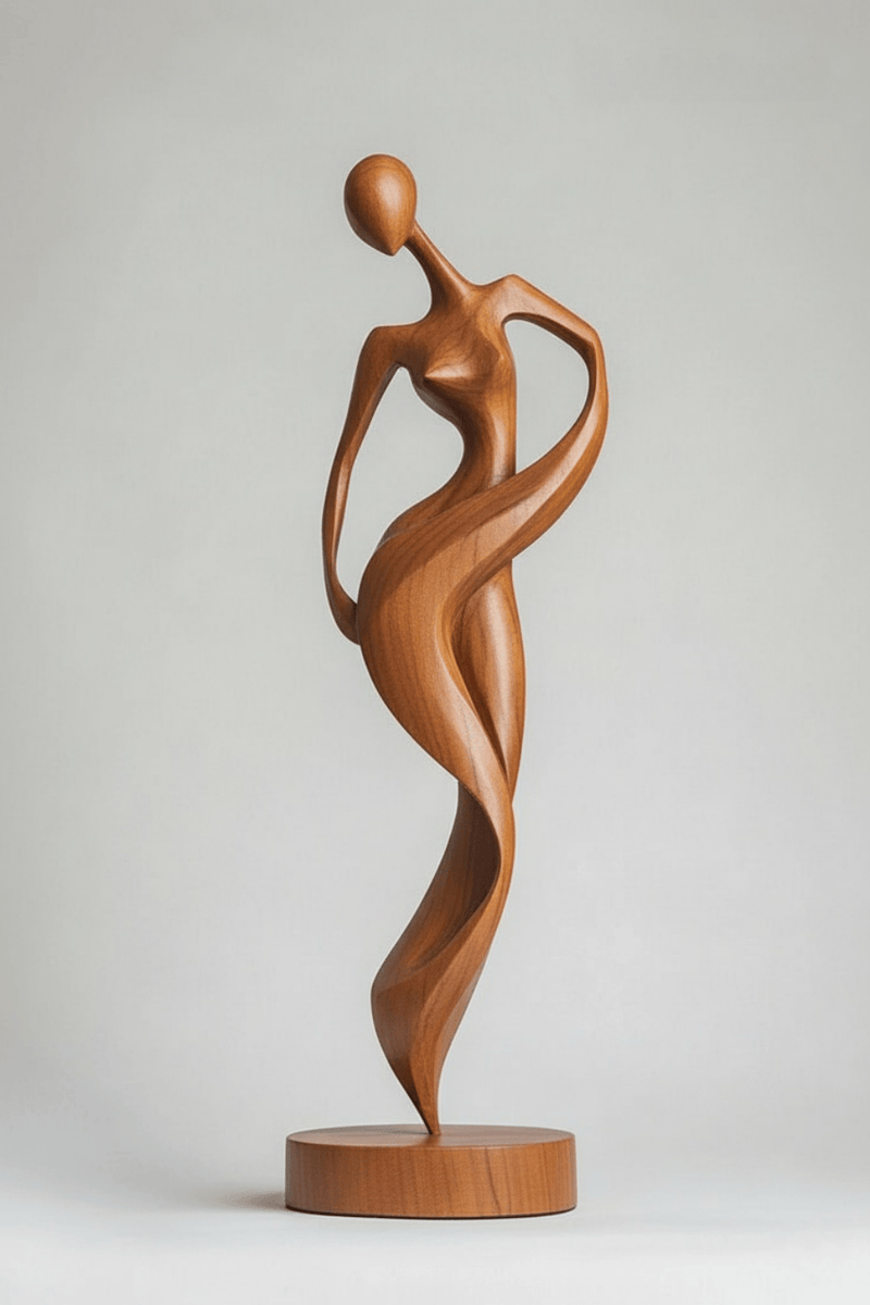 Abstract Wooden Human Sculpture Handcrafted Modern Art Decor Minimalist ...
