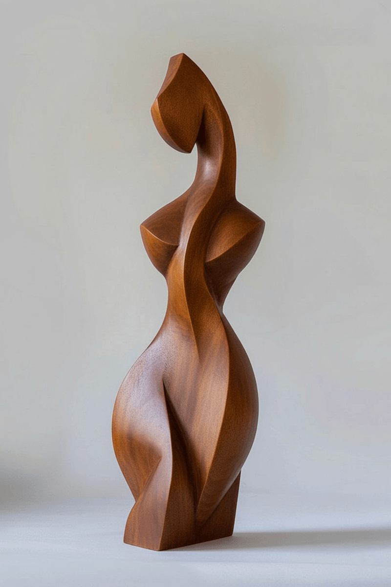Abstract Wooden Human Sculpture Handcrafted Modern Art Decor Minimalist ...