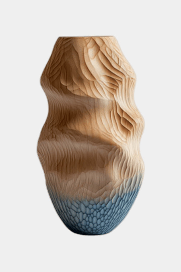 Handcrafted Wooden Decorative Vase Wood Vase Sculpture Art Ornaments