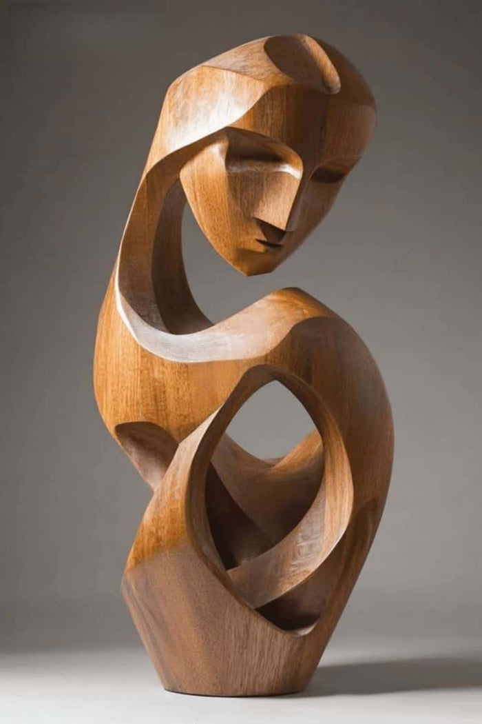 Abstract Wooden Human Sculpture Handcrafted Modern Art Decor Minimalist ...