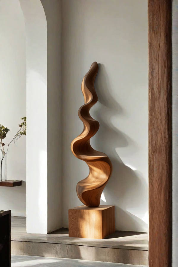 Hand Carved Large Wood Sculptures Floor Abstract Wooden Sculpture Art