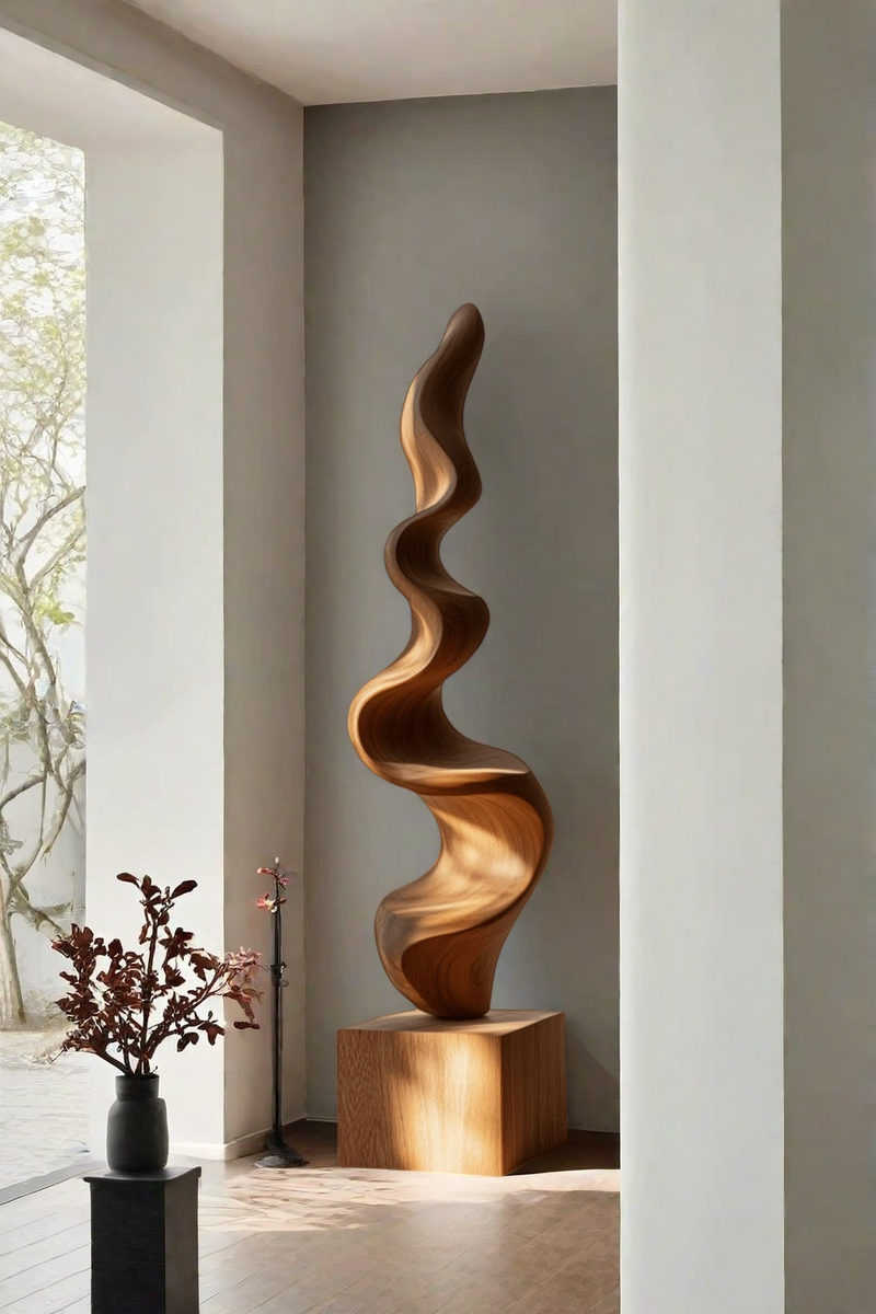 Hand Carved Large Wood Sculptures Floor Abstract Wooden Sculpture Art