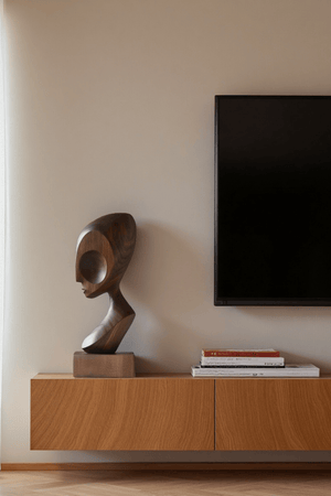 Hand Carved Wooden Human Form Abstract Modern Figurine Sculpture Art